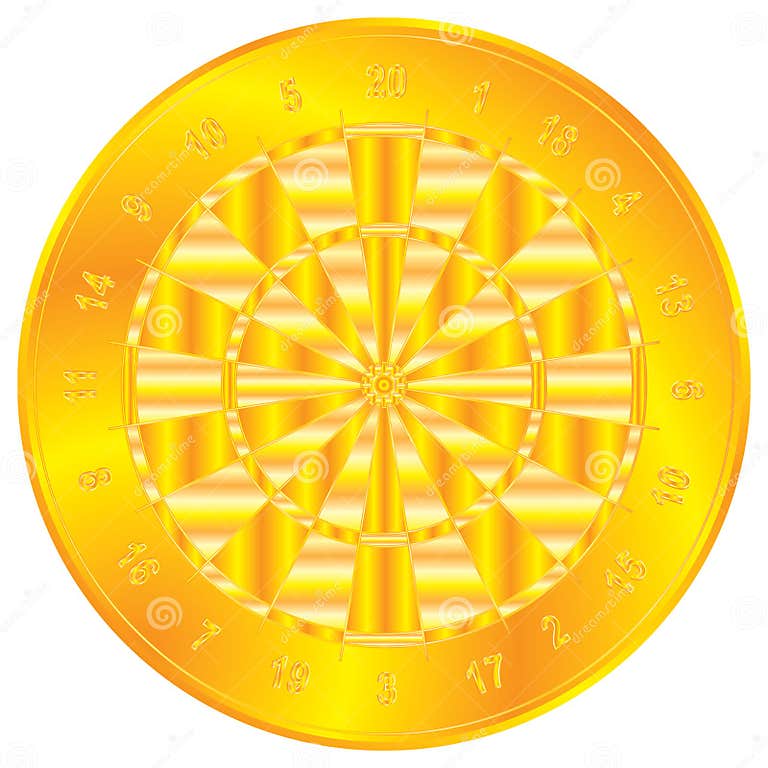 Golden Dartboard stock vector. Illustration of gold, target - 12115398