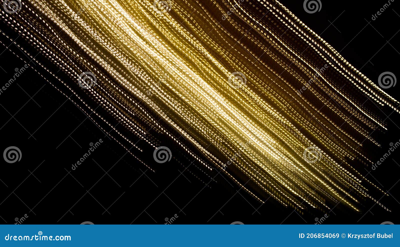 Golden Dashed Lines of Lights on Black Background Stock Image - Image ...