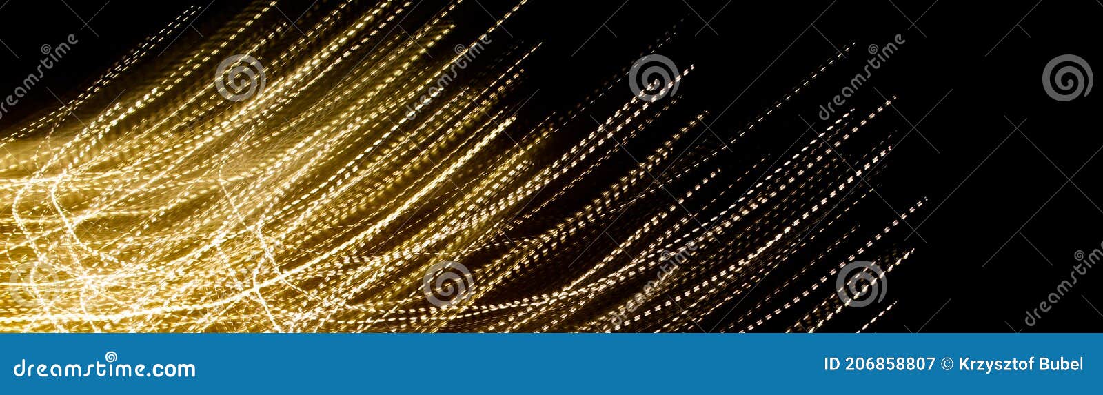 Golden Dashed Lines of Lights on Black Background Stock Image - Image ...