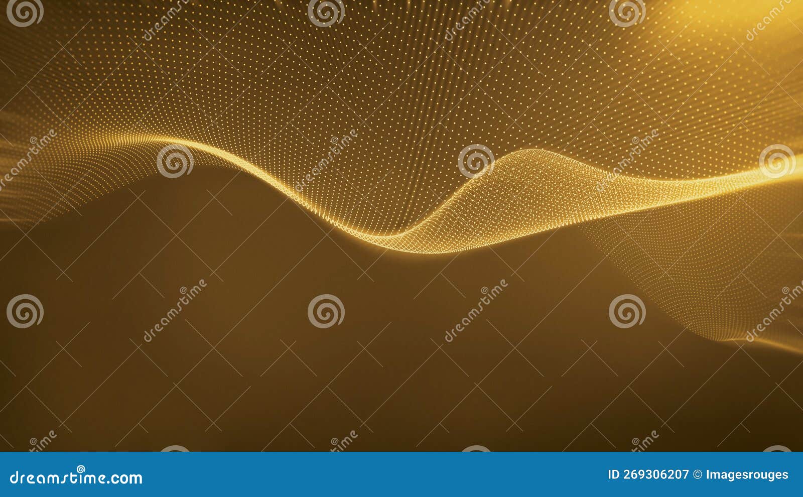Golden Data Wave in the Metaverse. Particles Wave Background with Gold ...