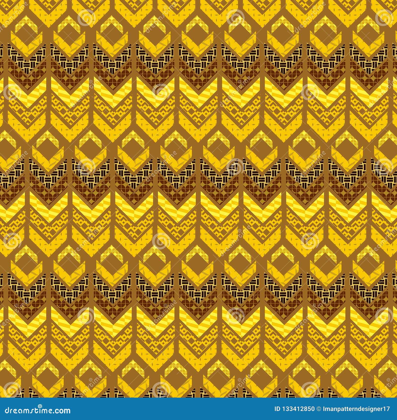 GoldenBrown Tribal Decorated Geometric Pattern Stock Vector ...