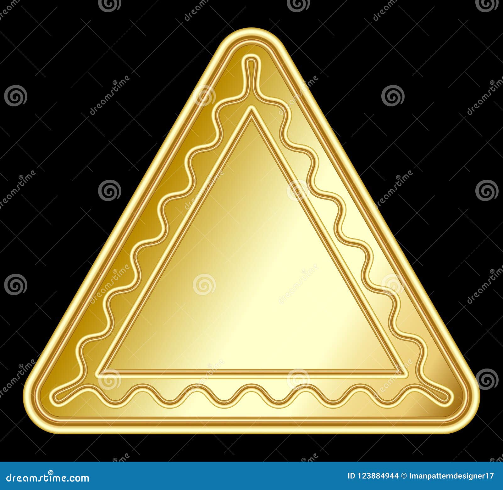 Golden decorated triangle stock vector. Illustration of bright - 123884944