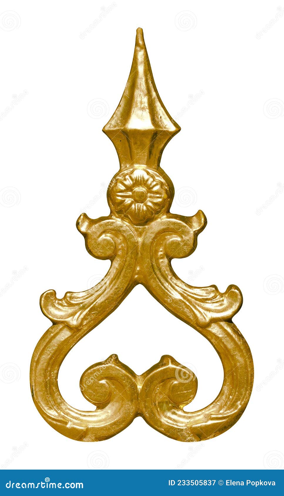 Golden Decorative Architectural Element Isolated on White Background ...