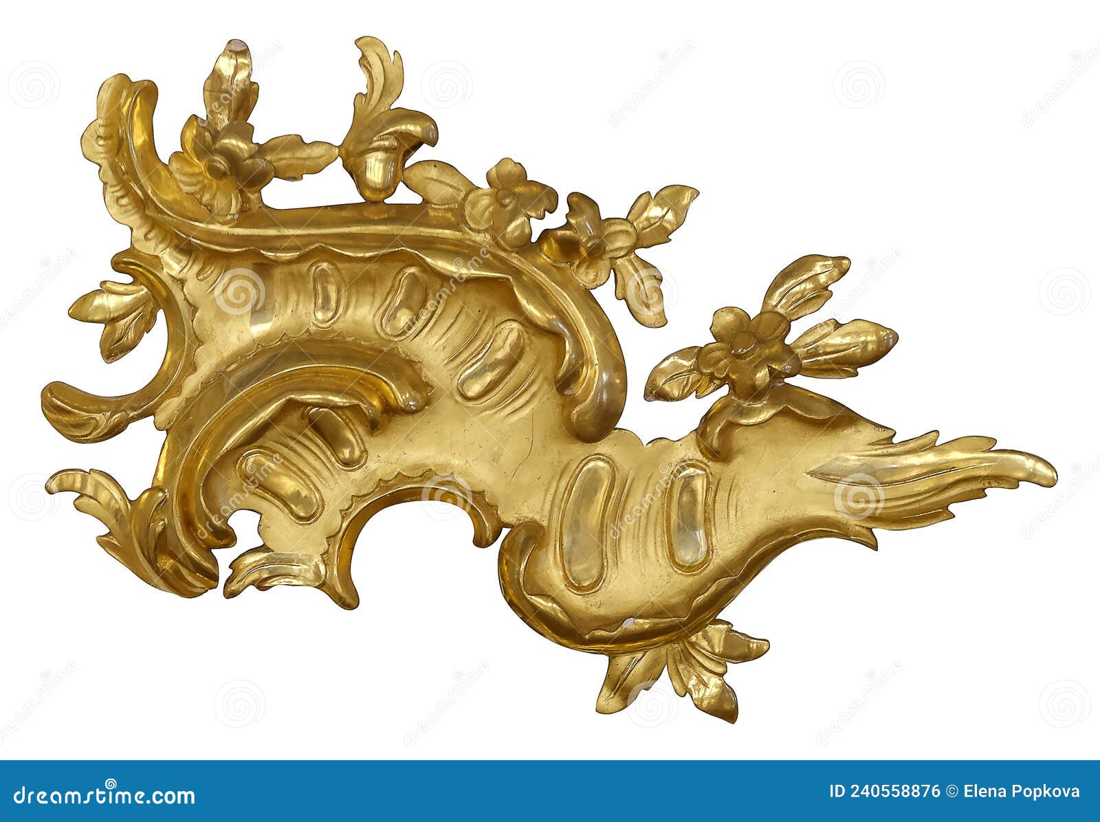 Golden Decorative Architectural Element Isolated on White Background ...