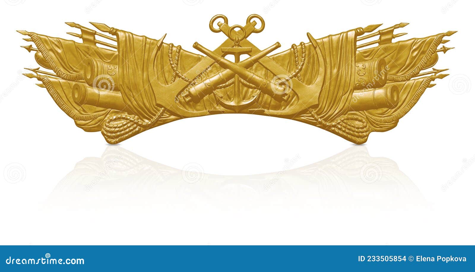 Golden Decorative Architectural Element with Navy Symbols Isolated on ...