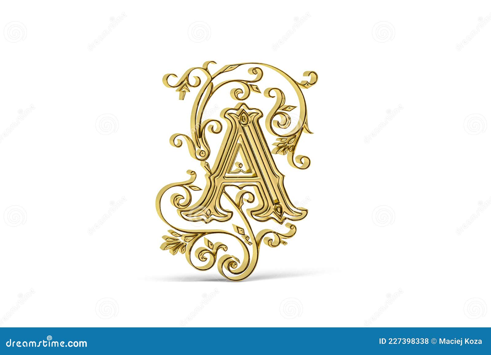 Golden Decorative 3d Letter a with Ornament Stock Illustration ...