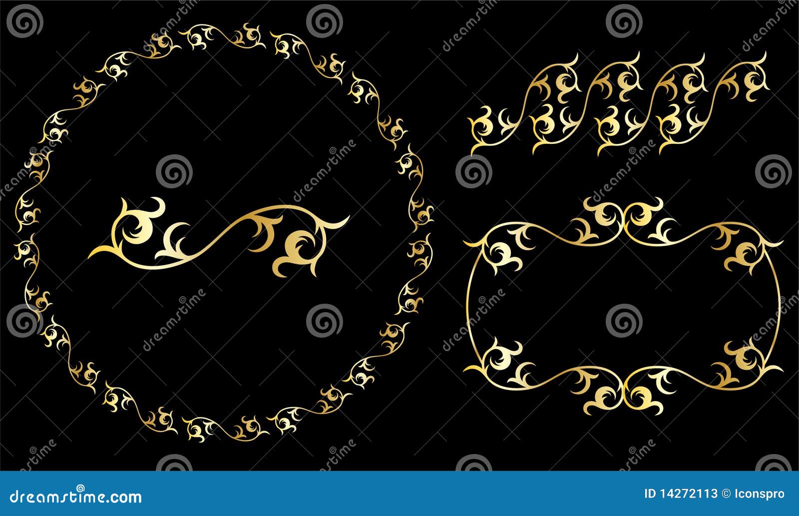 Golden Decorative Design Elements Stock Illustration - Illustration of ...