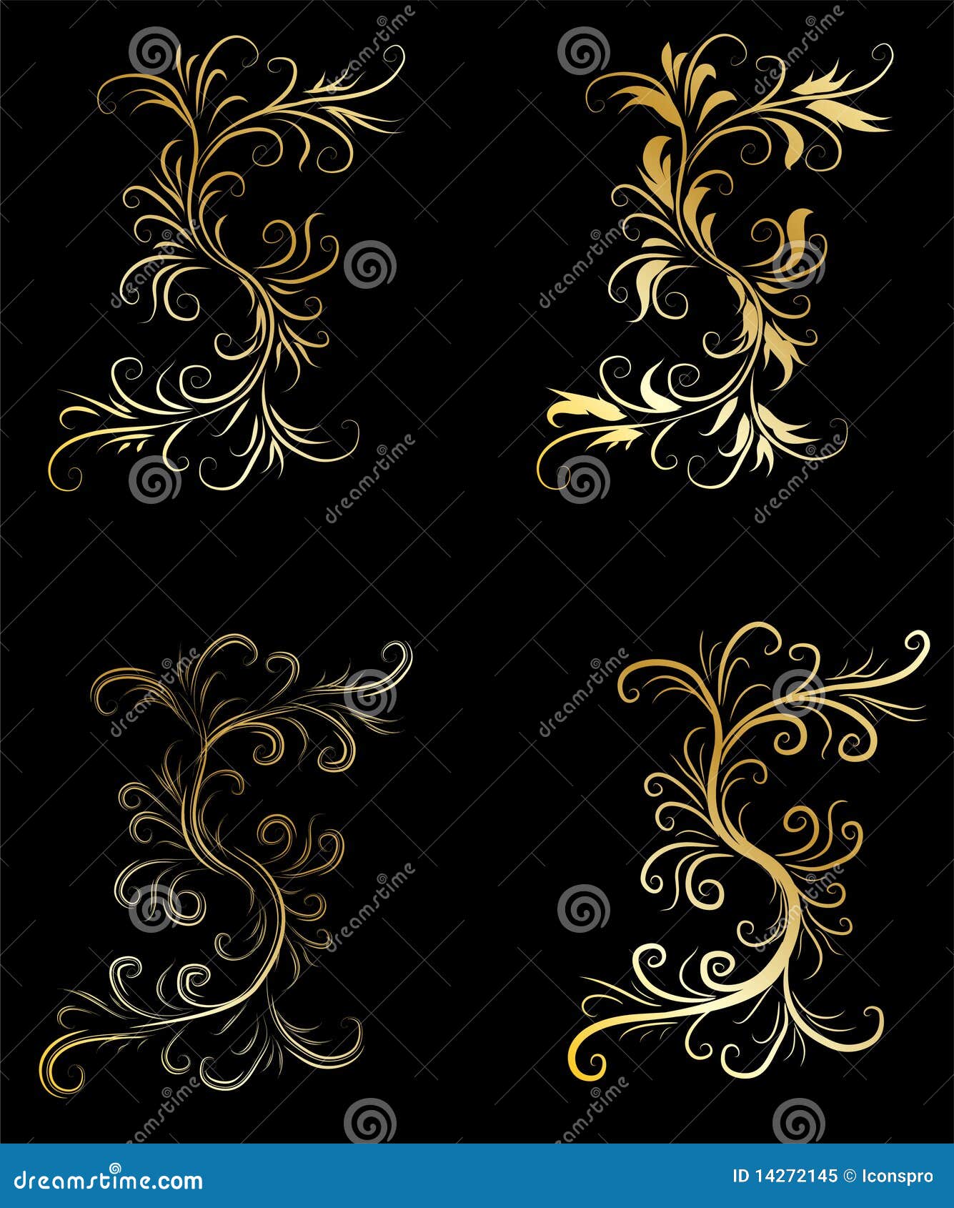 Golden Decorative Design Elements Stock Illustration - Illustration of ...