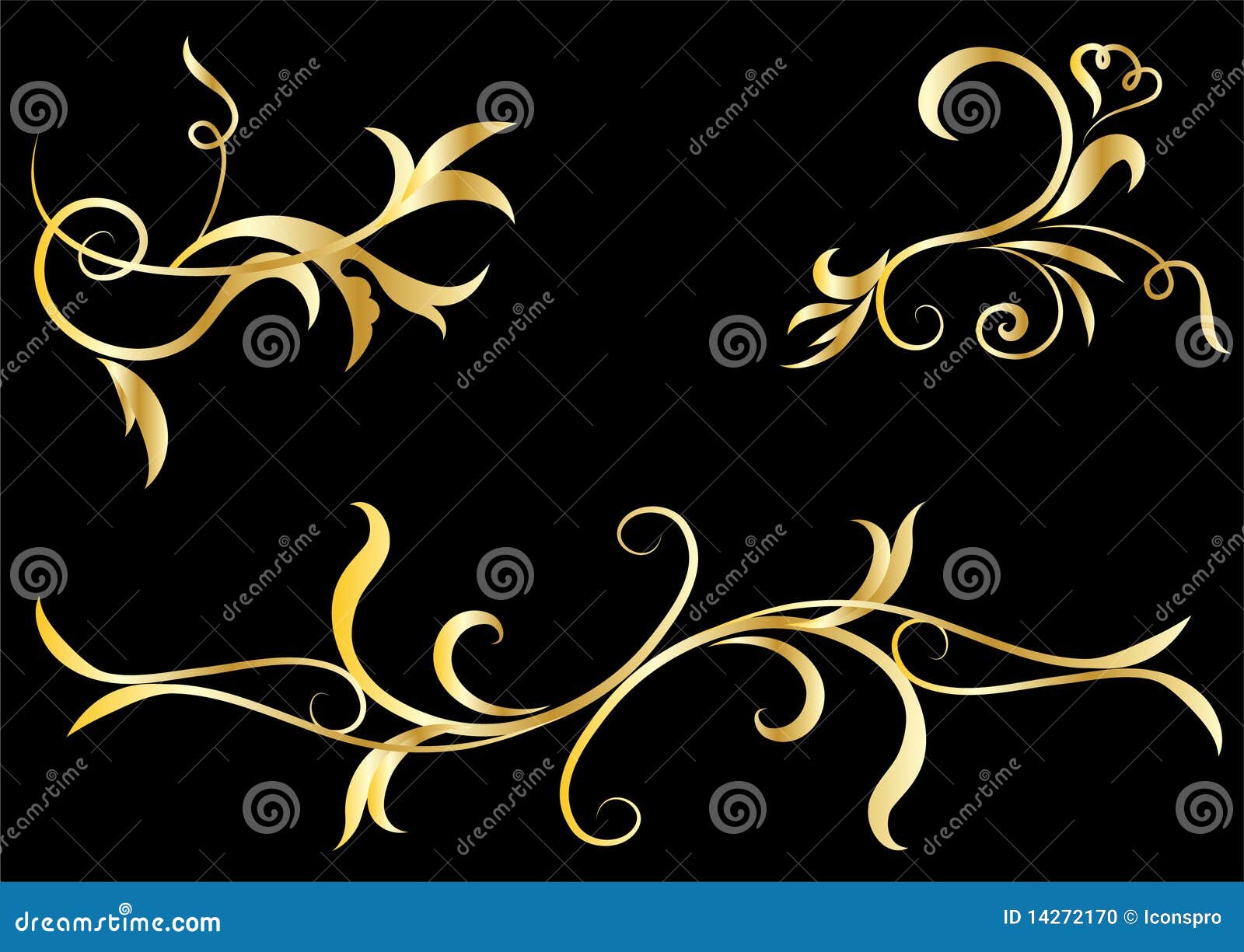 Golden Decorative Design Elements Stock Illustration - Illustration of ...