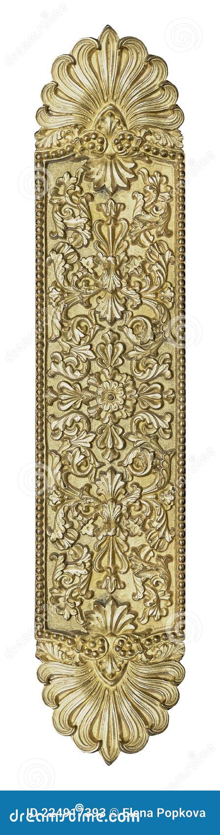 Golden Decorative Element with Floral Pattern Isolated on White ...