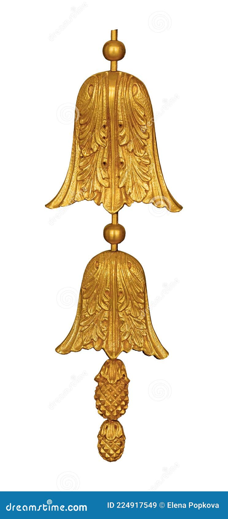 Golden Decorative Element with Floral Pattern Isolated on White ...