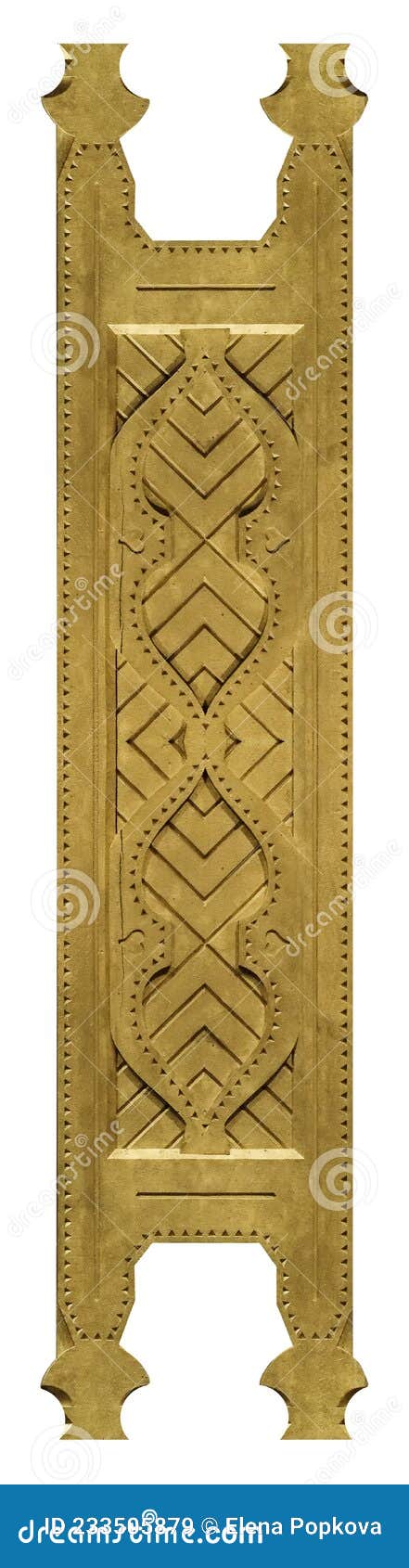 Golden Decorative Element with Floral Pattern Isolated on White ...