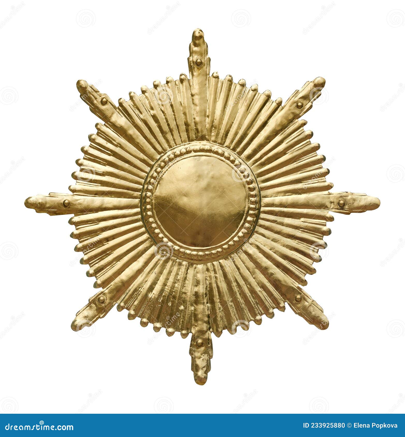 Golden Decorative Element with Floral Pattern Isolated on White ...