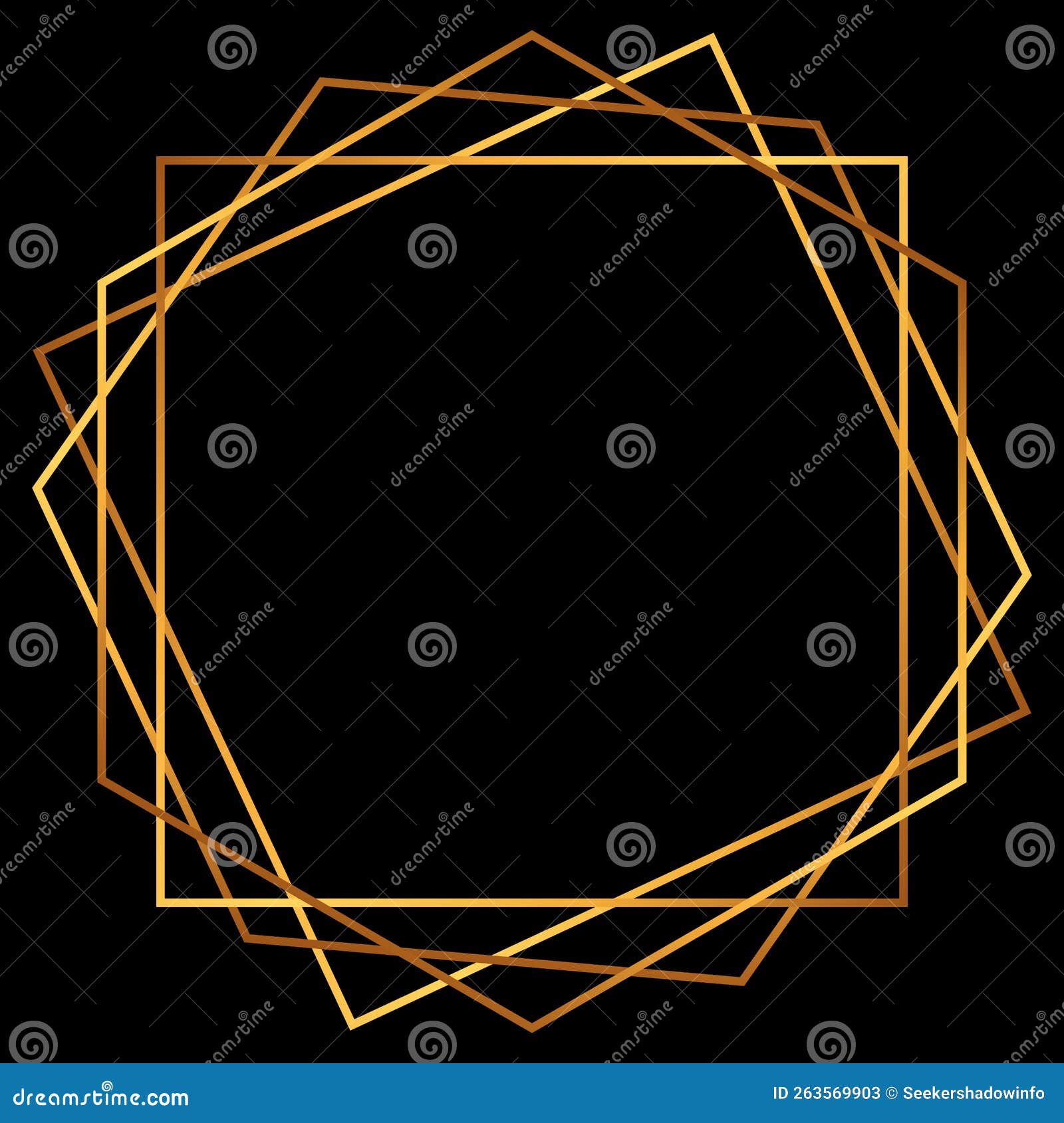 Golden Decorative Frames. Art Deco Line Art Borders. Modern Square ...