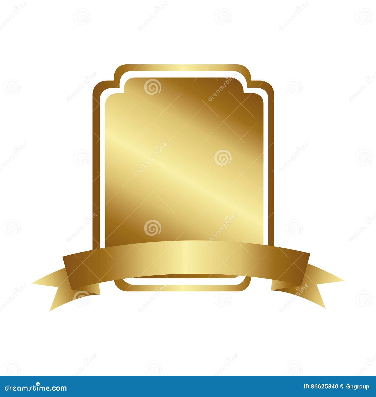 Golden Decorative Heraldic Rounded Rectangle Frame Design with Ribbon ...