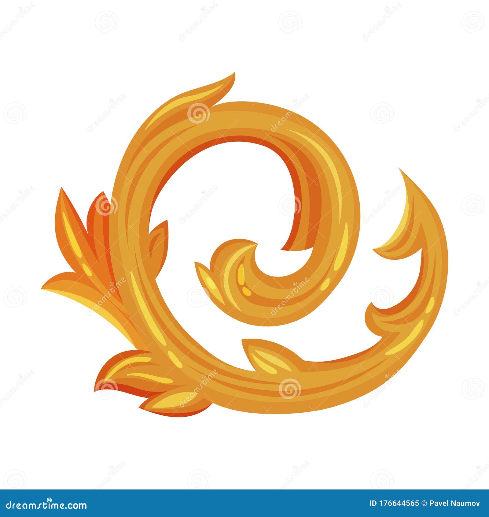 Golden Decorative Monogram or Scroll Isolated on White Background ...