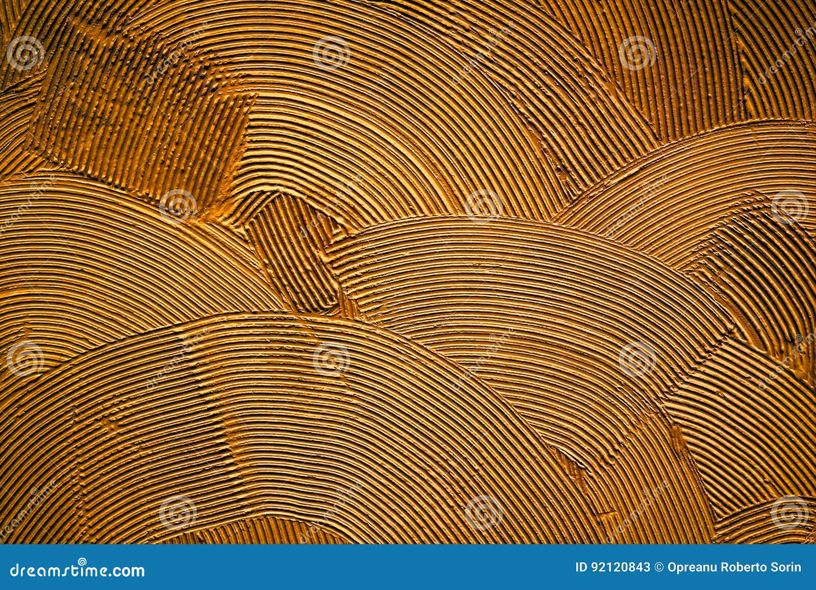 Golden Decorative Relief Plaster on Wall. Stock Image - Image of rough ...