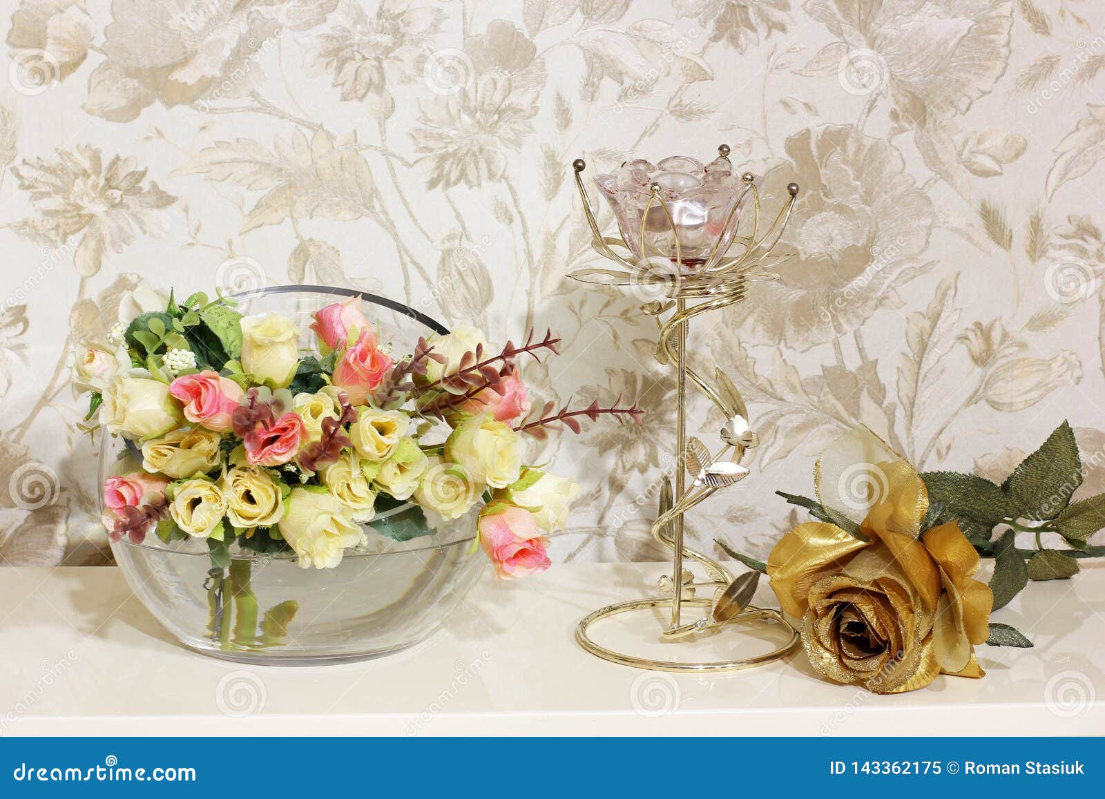 Golden Decorative Rose. Scenery Stock Image - Image of decorative ...