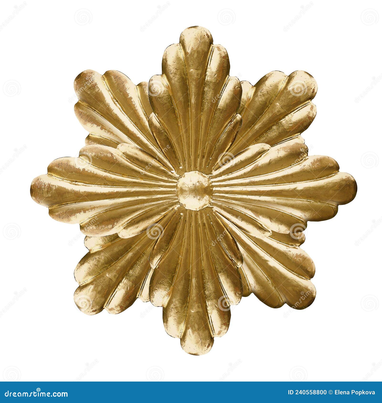 Golden Decorative Solar Element Isolated on White Background. Design ...