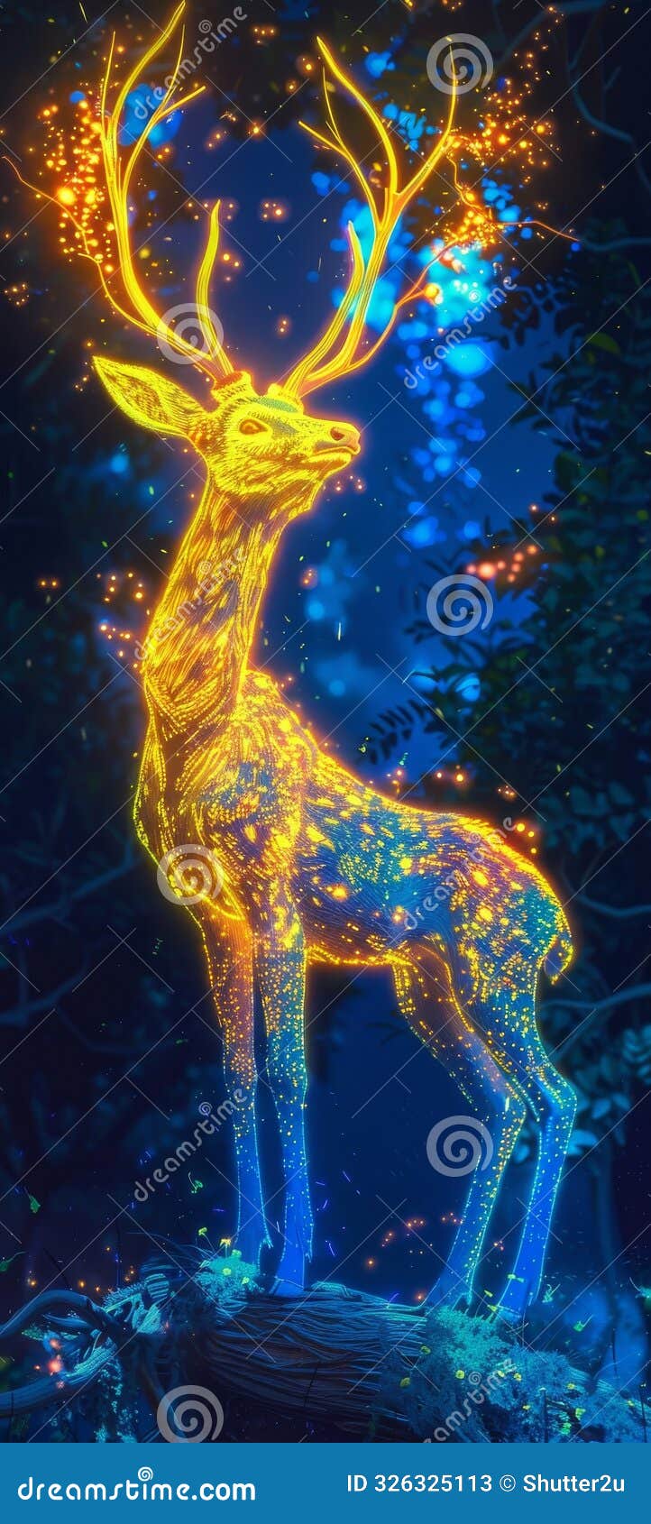 The Golden Deer Maricha in Neon Set Against a Twilight Backdrop ...