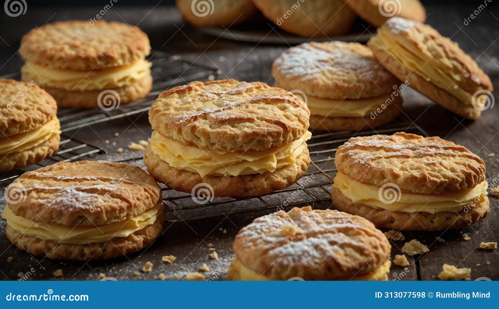 Golden Delight: Stack of Buttery Biscuits with Visible Layers Stock ...