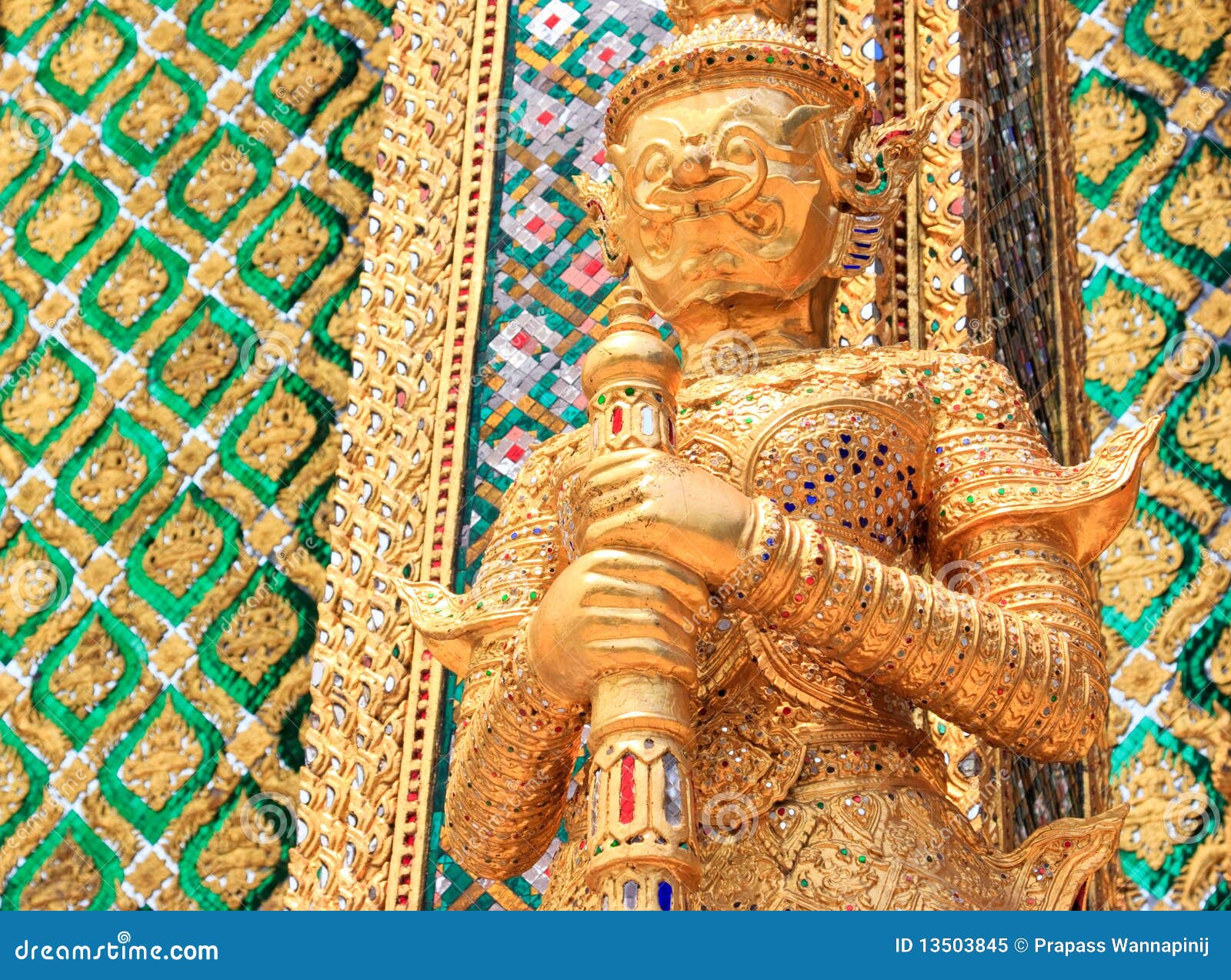 Golden Demon Statue Temple Decoration Stock Image - Image of landmark ...