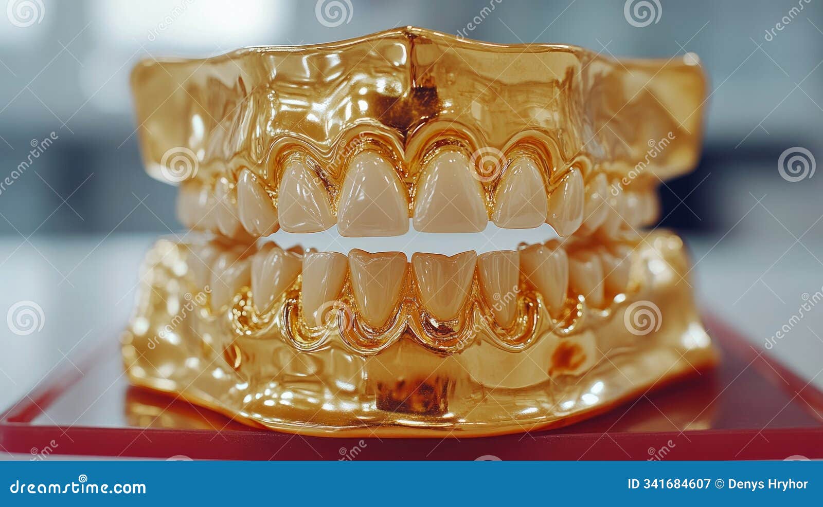 A Golden Dental Implant Model Highlights the Precise Alignment and ...