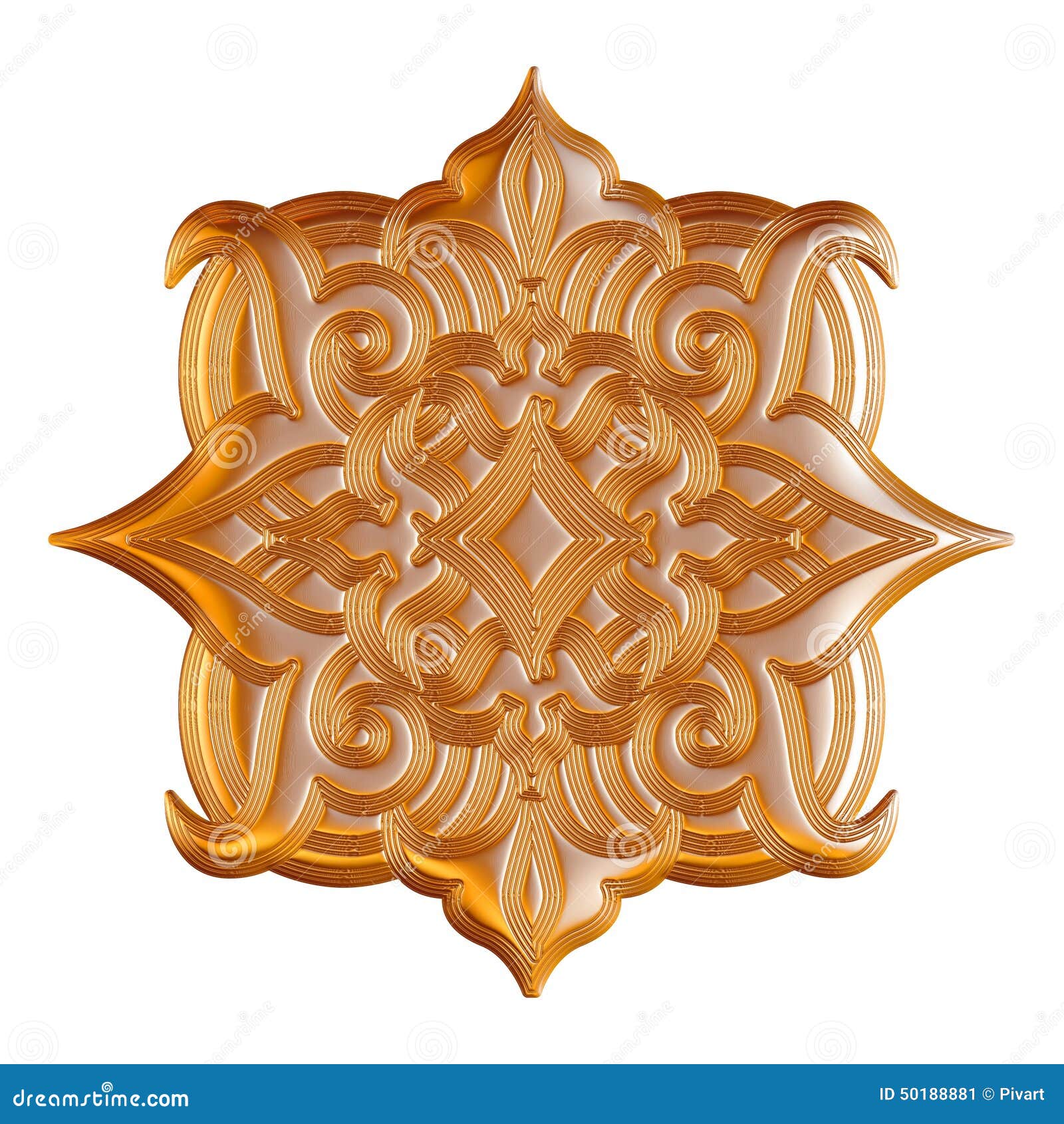 Golden Design Elements. Arabesque. 3D Illustration. Stock Illustration ...