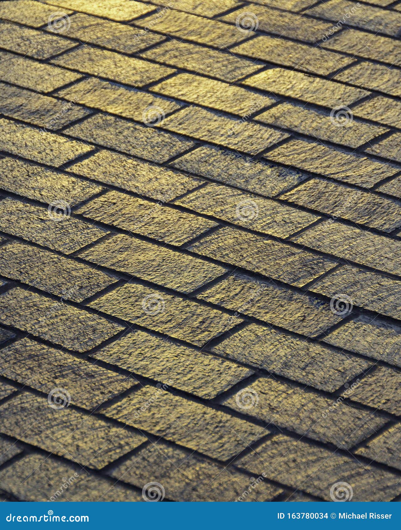 Golden Diagonal Brick Pavement Pattern Stock Photo - Image of ...