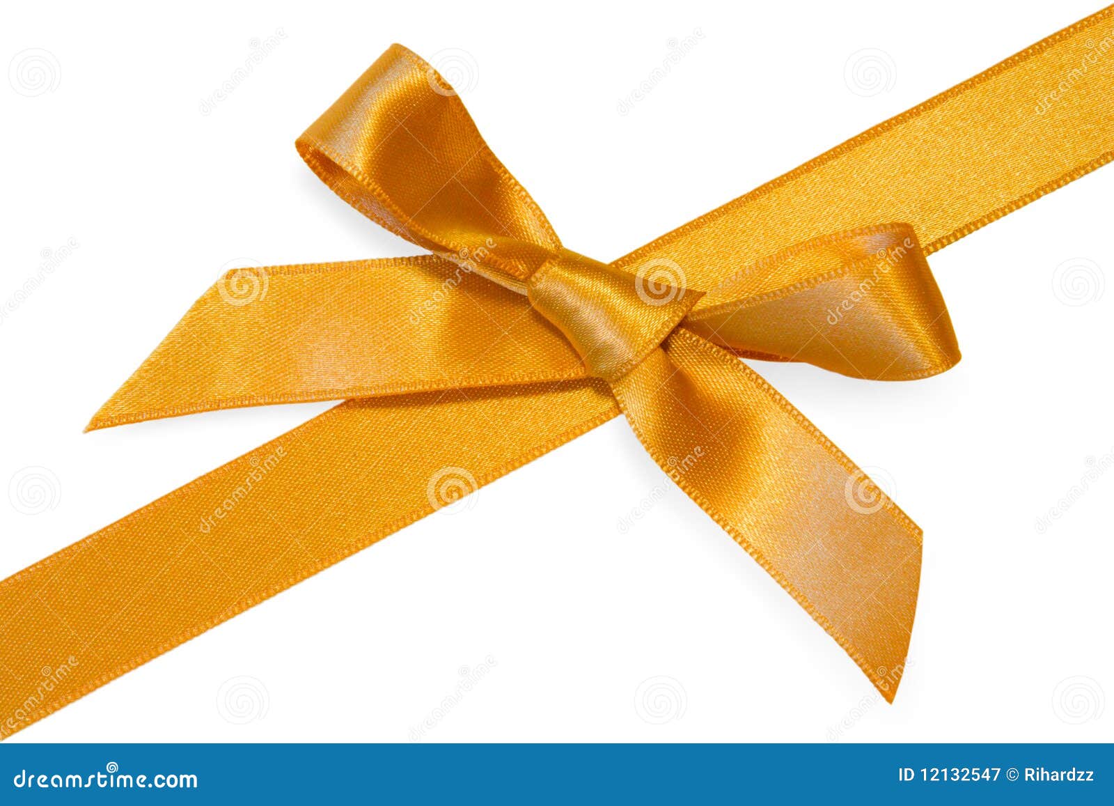 Golden Diagonal Ribbone with Bow,isolated Stock Image - Image of ...
