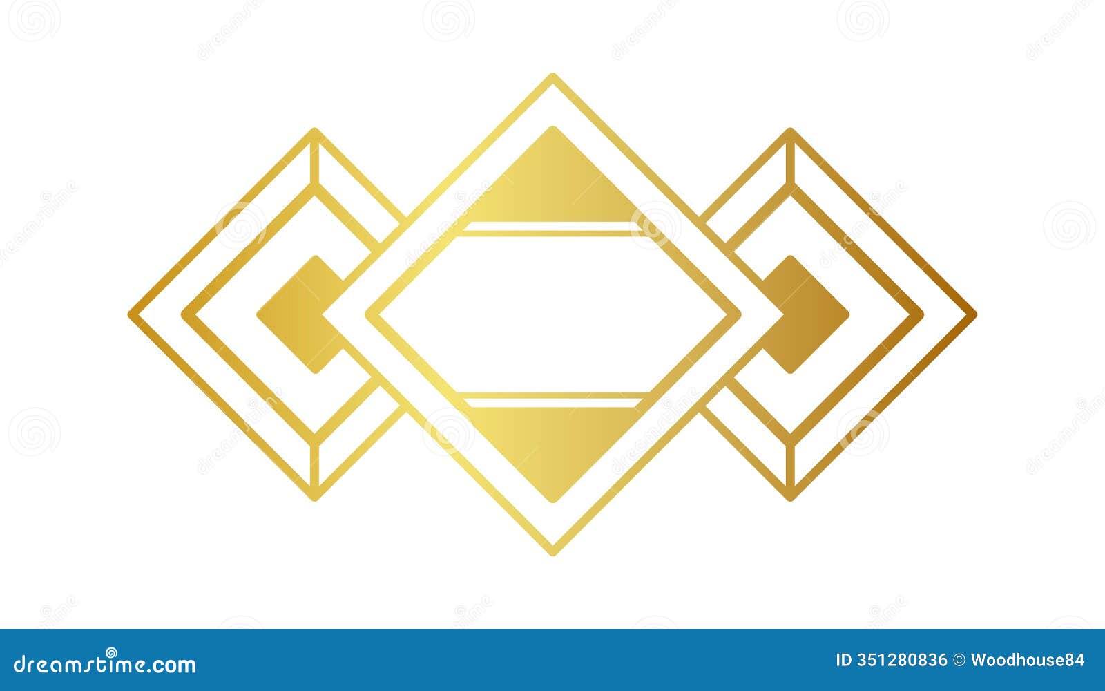 Art Deco Divider Header Set. Gold Retro Artdeco Border Decorative ...