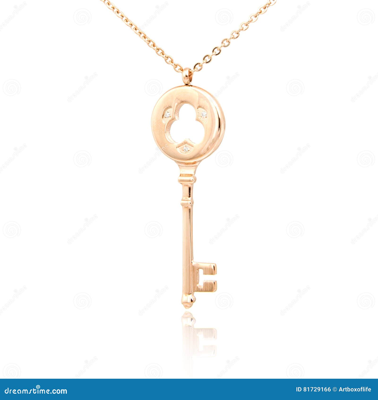 Golden Diamond Key Pendant Isolated on White Stock Photo - Image of ...