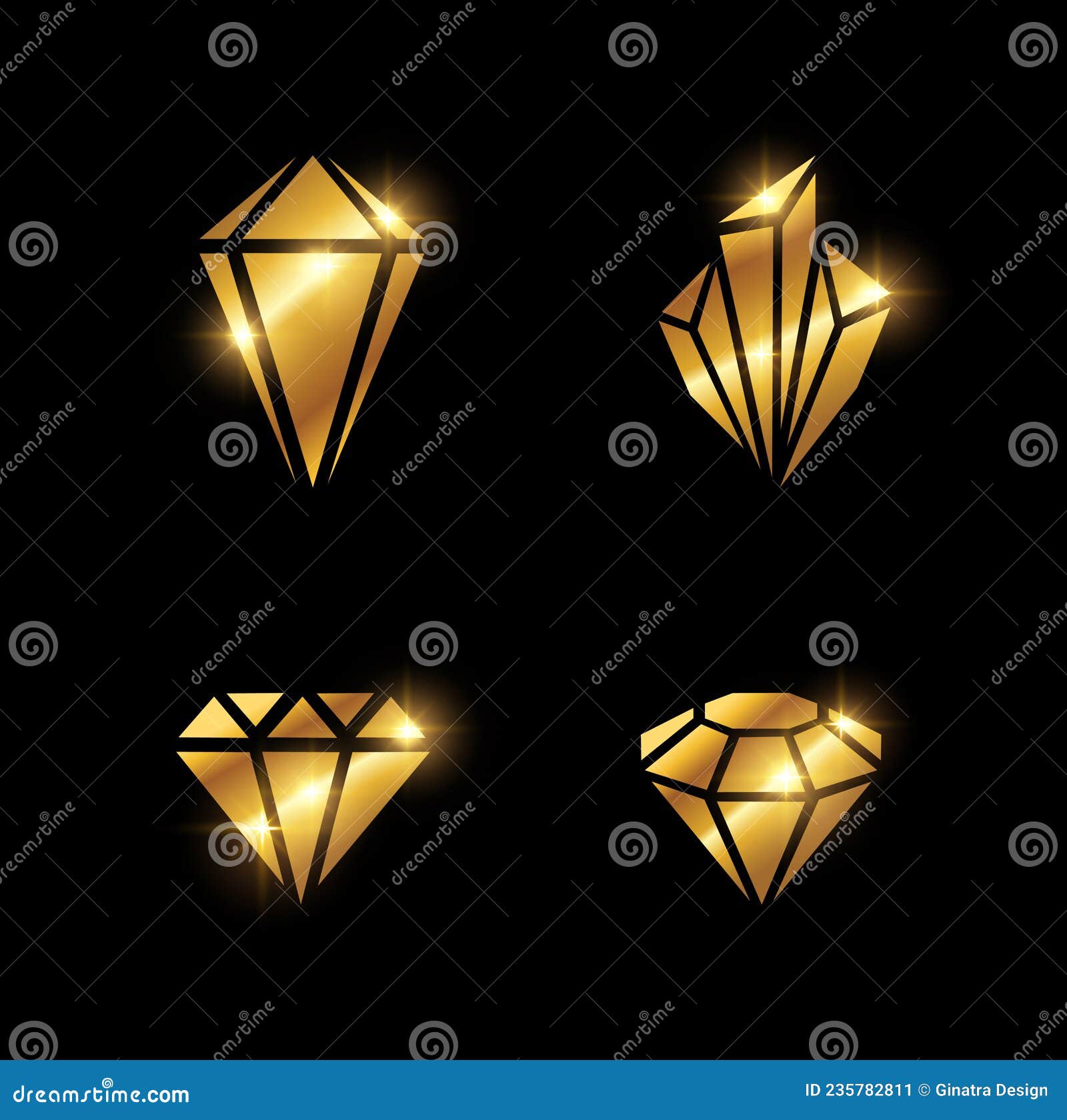 Golden Diamond Shape Vector Sign Stock Vector - Illustration of elegant ...