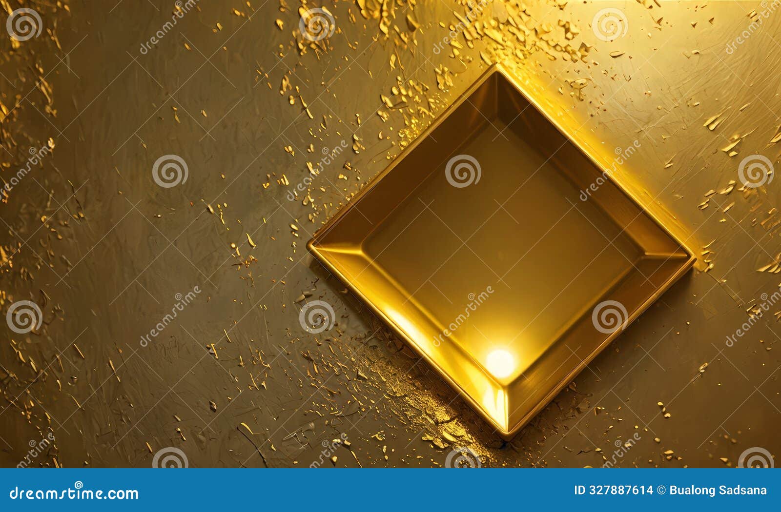 Golden Diamond-shaped Frame with Light Inside is Mounted on Textured ...