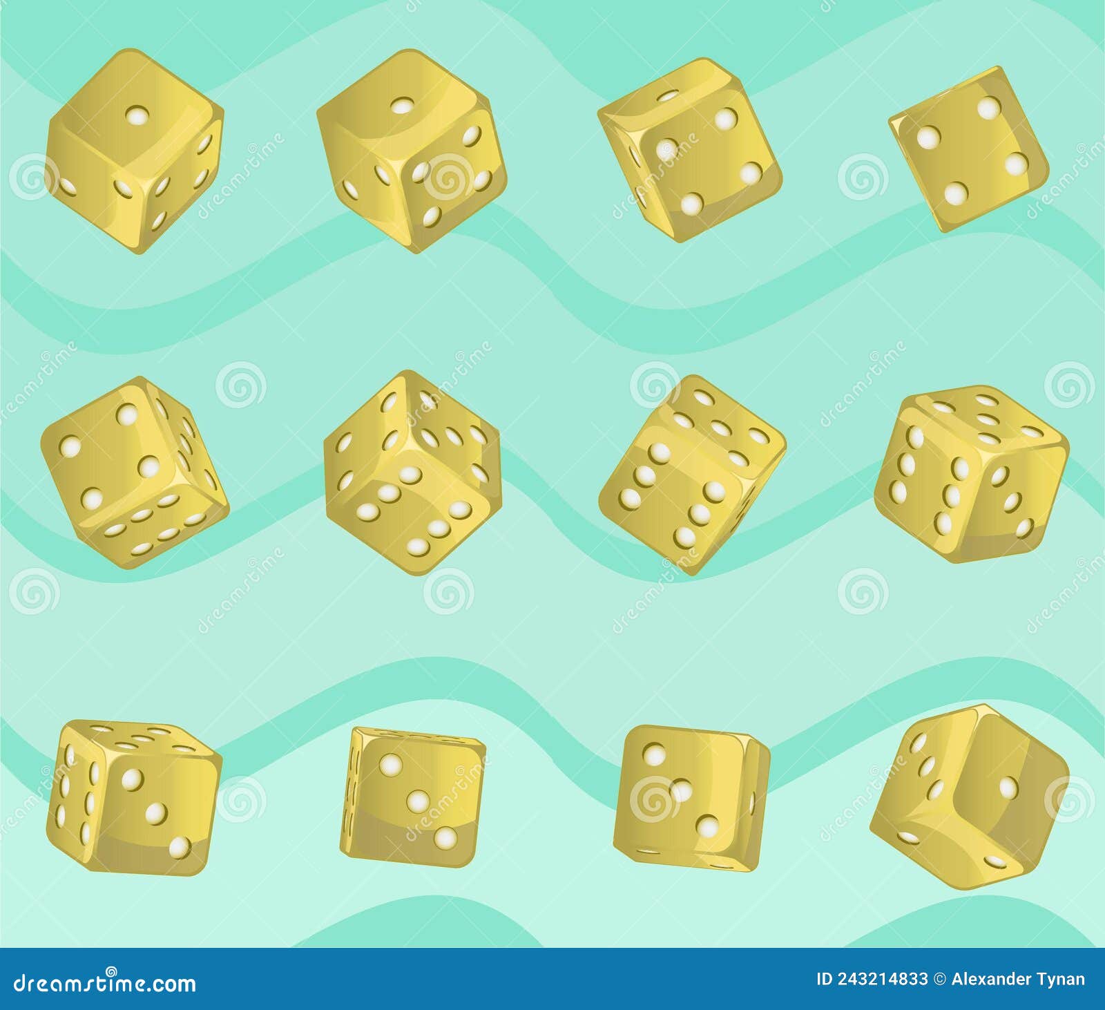 Sprites of a Spinning Golden Dice. Animation of a Golden Dice Spinning ...