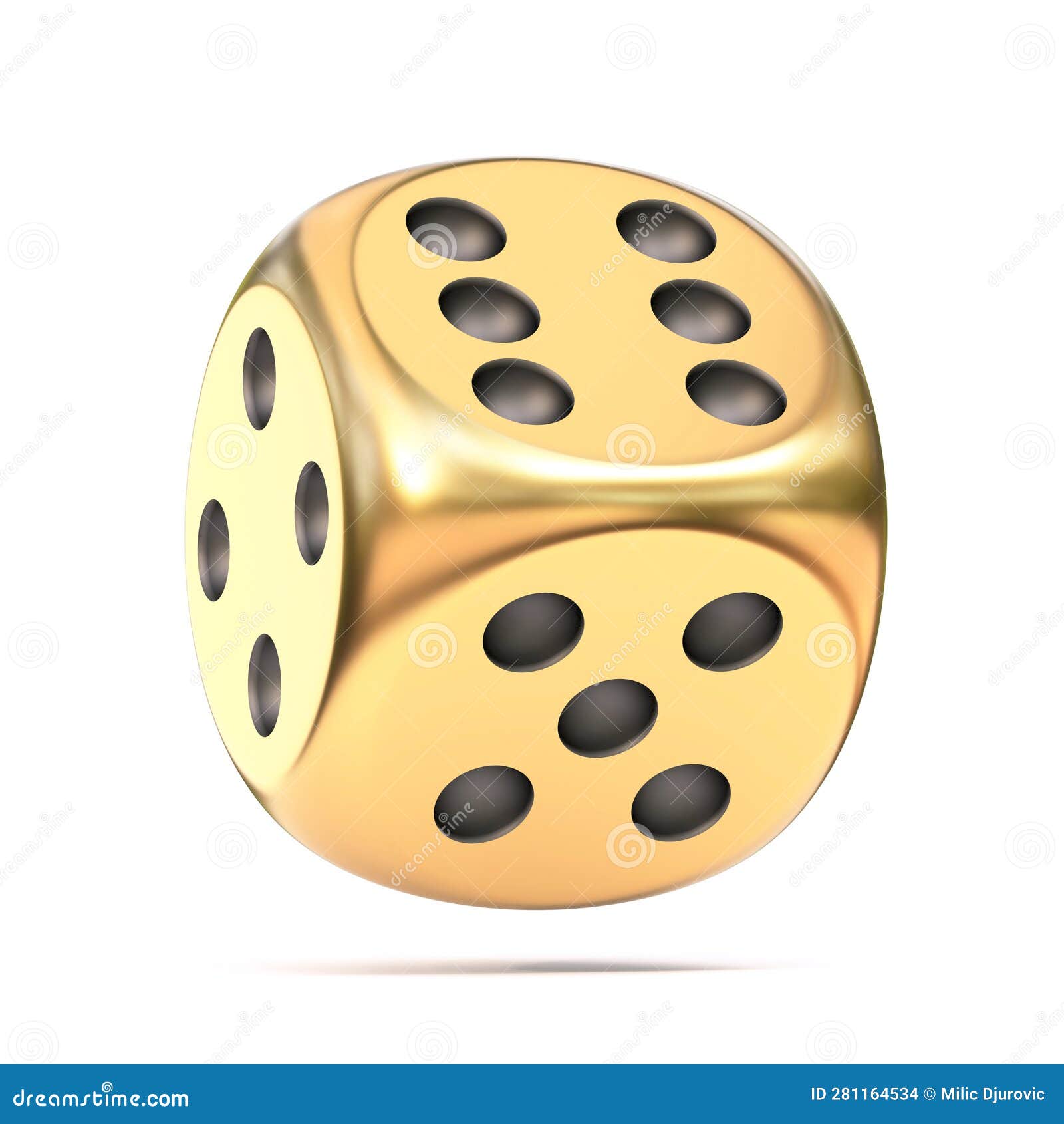 Golden dice 3D stock illustration. Illustration of golden - 281164534