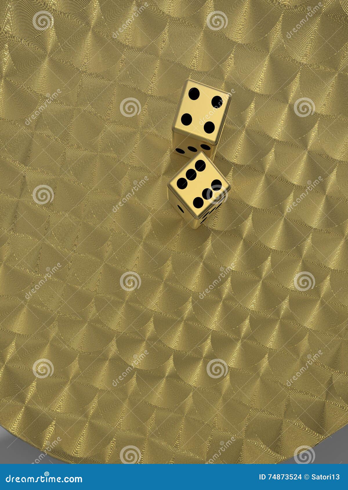 Golden Dice on Plate 3d Illustration Stock Illustration - Illustration ...