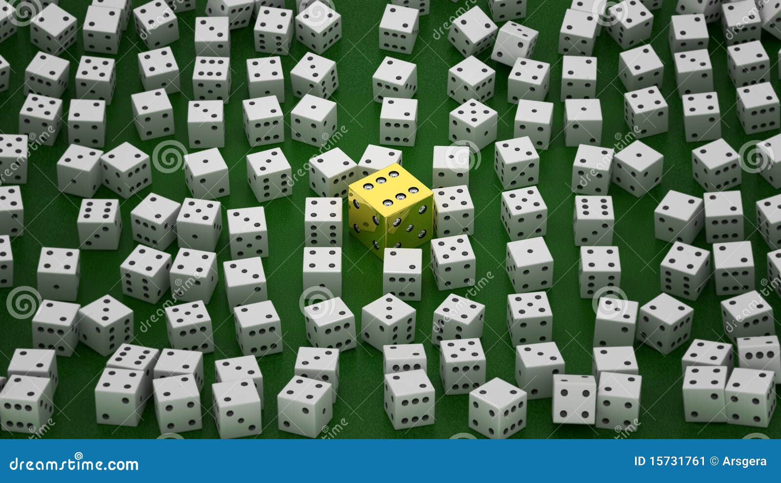 Golden Die among Common Ones Stock Illustration - Illustration of ...