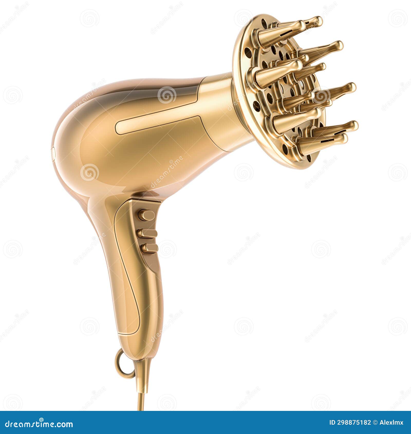 Golden Diffuser Hair Dryer, 3D Rendering Stock Illustration ...