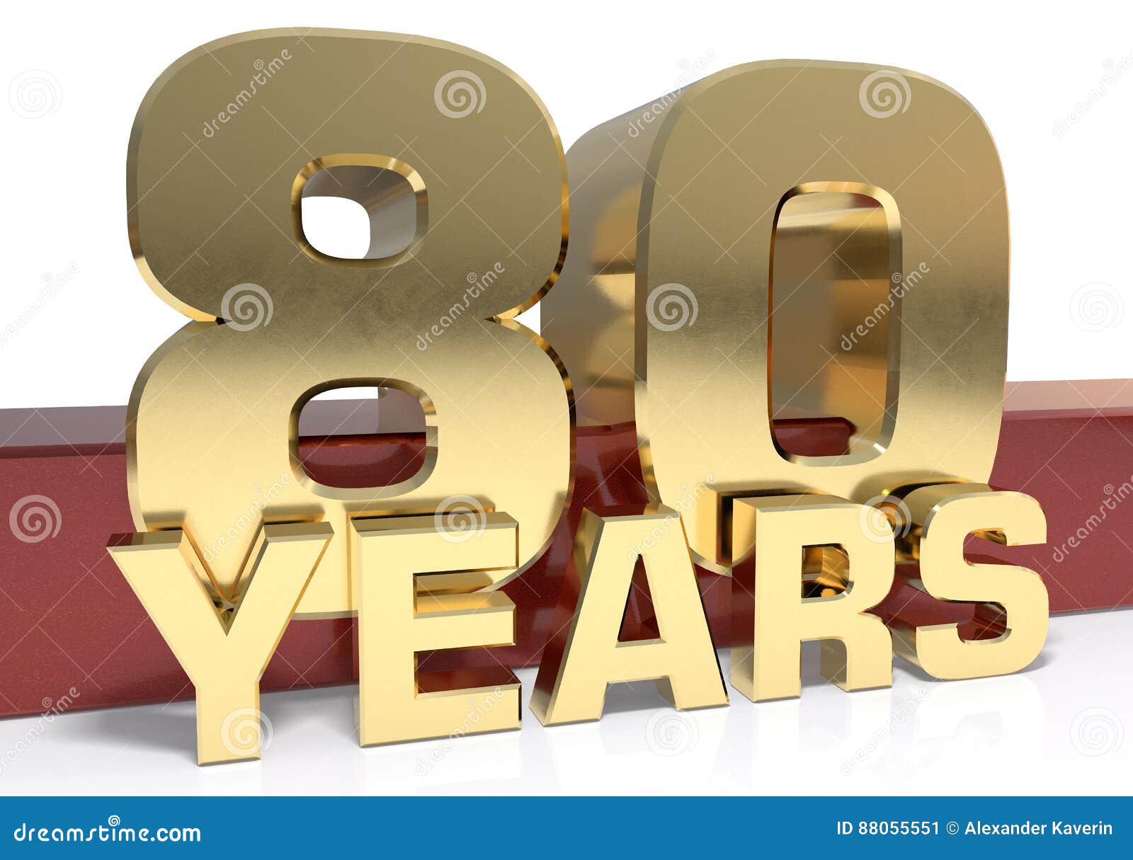 Golden Digit Eighty and the Word of the Year. 3D Illustration Stock ...