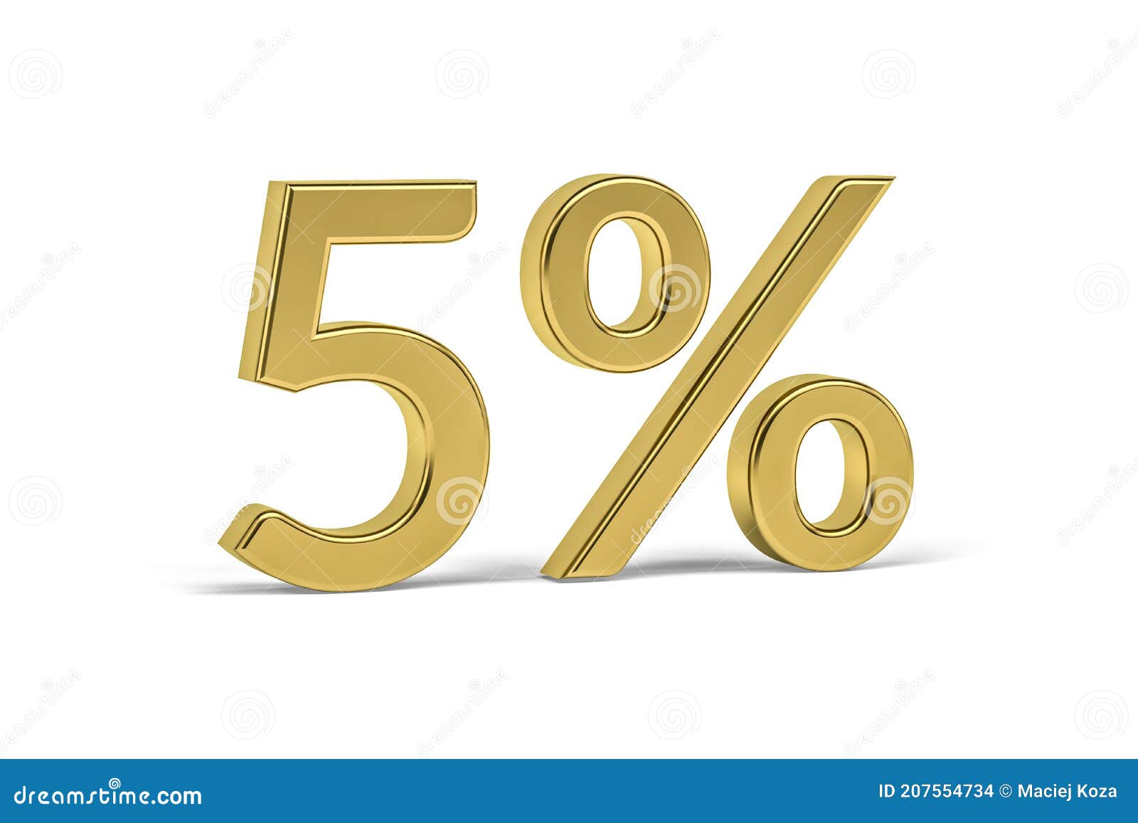 Golden Digit Five with Percent Sign - 5 on White Background Stock ...