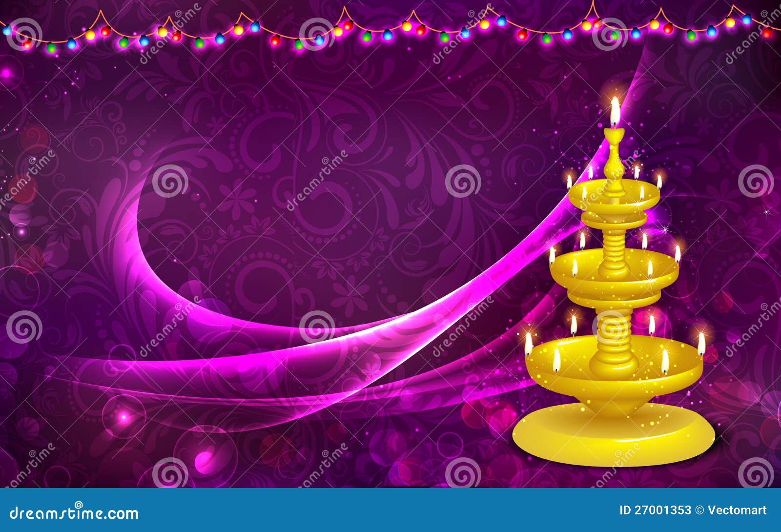 Golden Diya Stand stock vector. Illustration of diya - 27001353