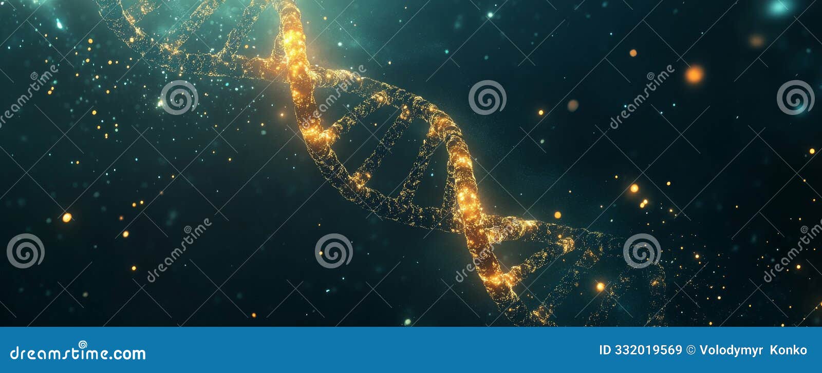 Golden Dna Strand Lit with Cosmic Particles, Science and Technology ...