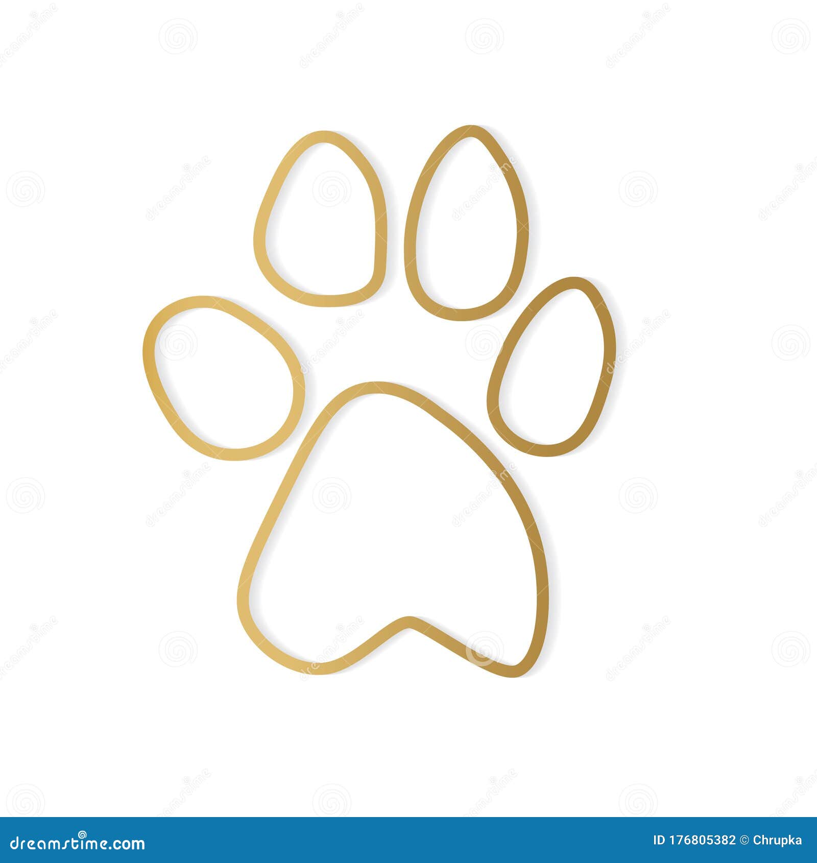 Golden dog footprint stock vector. Illustration of sign - 176805382