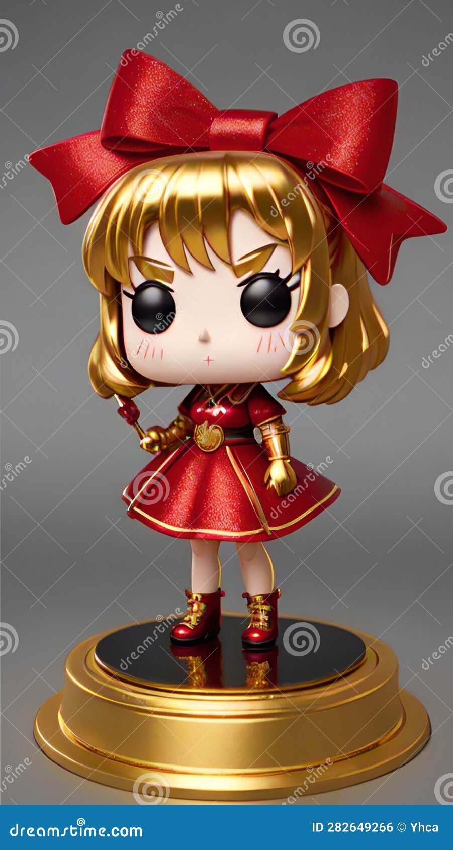 Golden Doll with Red Ribbon Illustration Artificial Intelligence ...