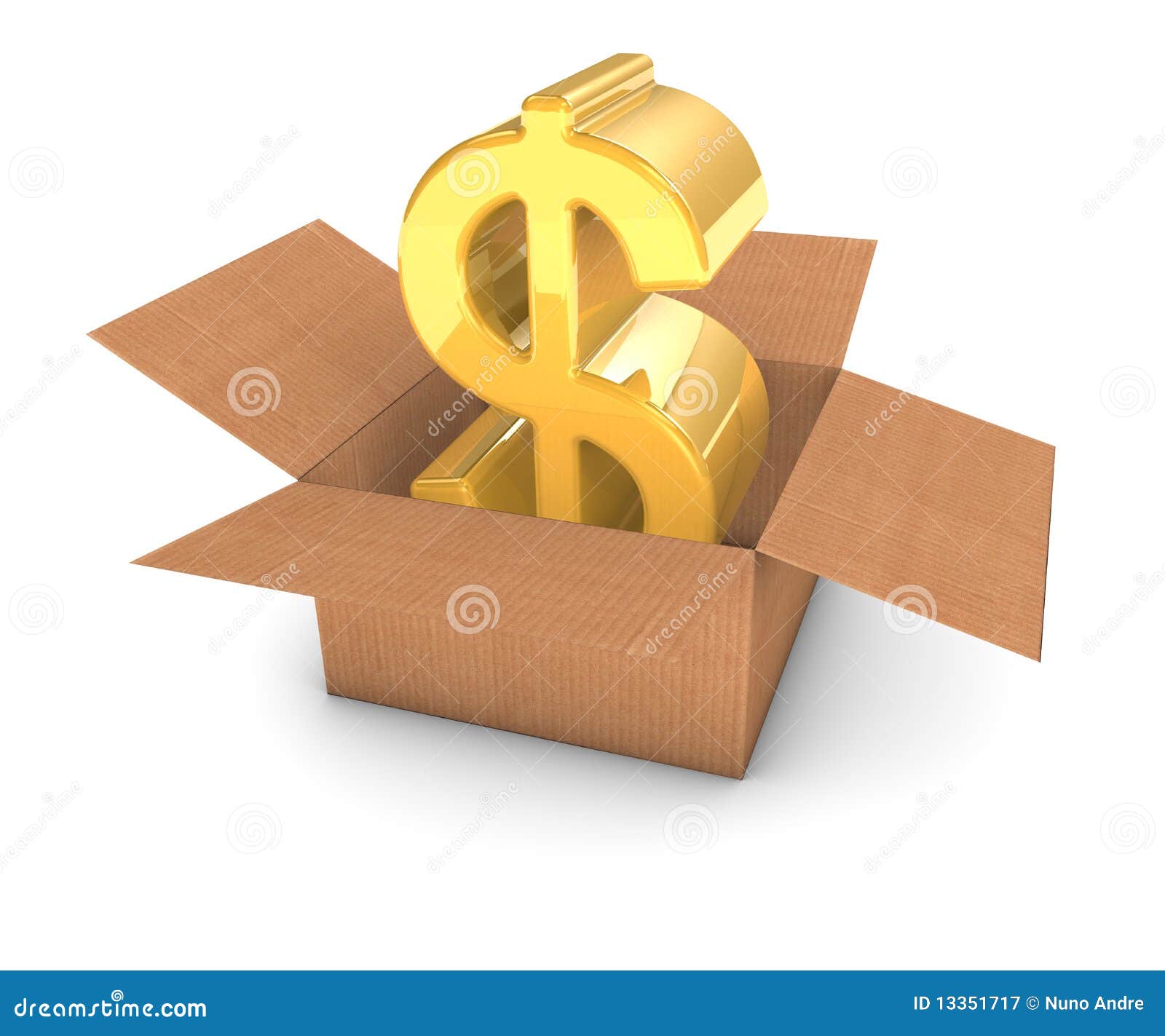 Golden Dollar in Box stock illustration. Illustration of transport ...