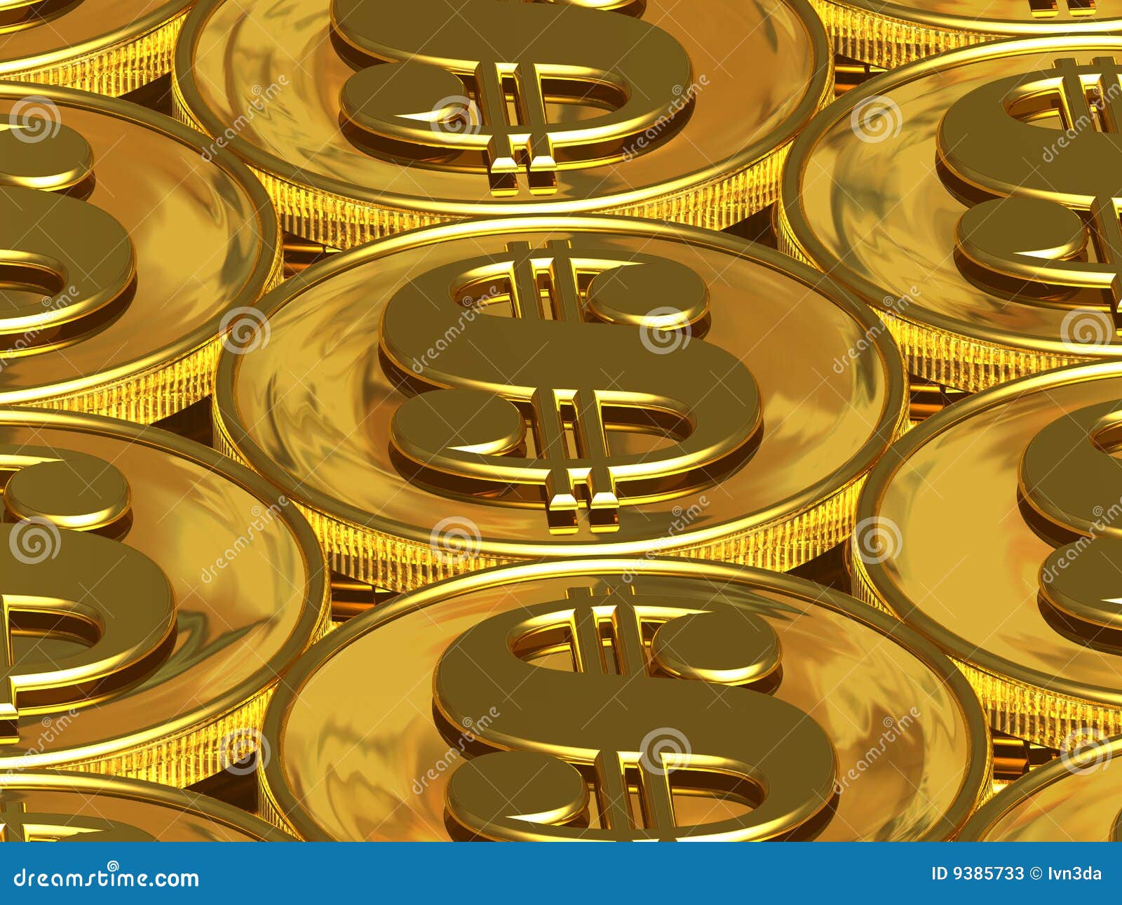 Golden dollar coins stock illustration. Illustration of currencies ...
