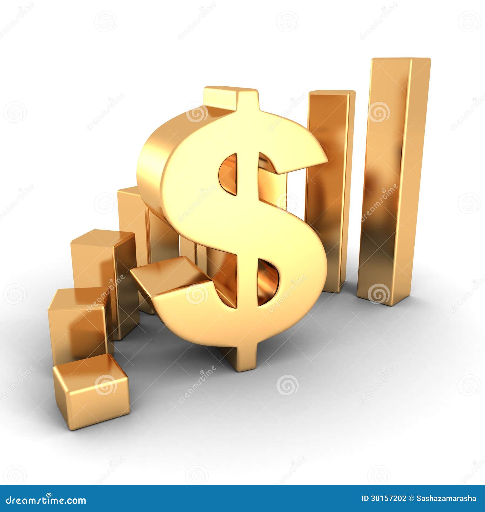Golden Dollar Financial Success Bar Chart Graph Stock Illustration ...