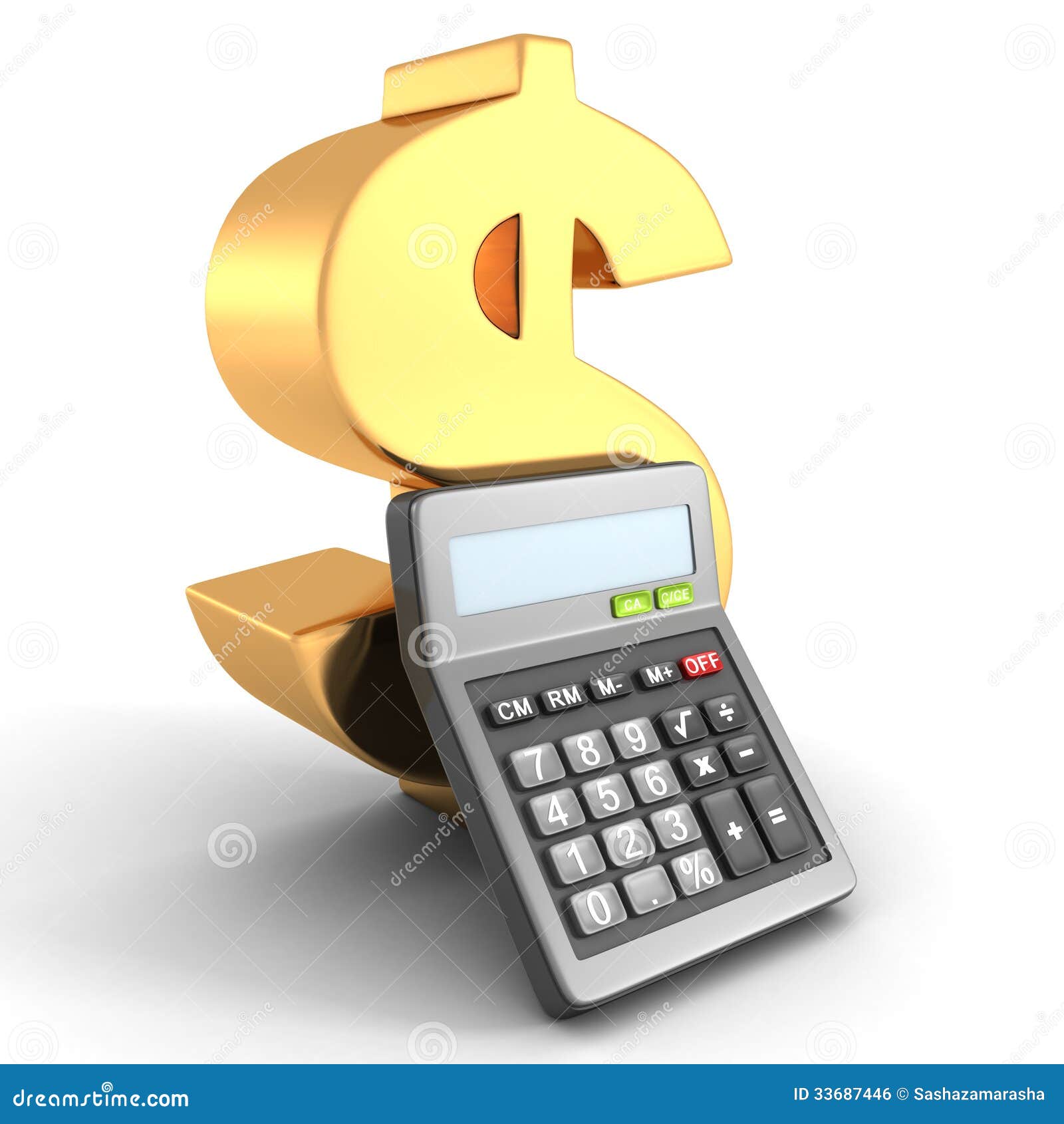 Golden Dollar Financial Symbol with Office Calculator Stock ...