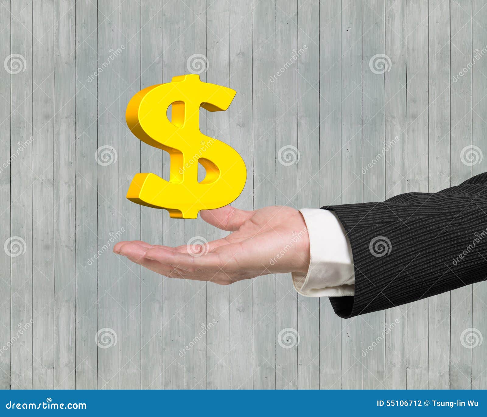 Golden Dollar Sign in Male Hand Stock Photo - Image of human, finance ...